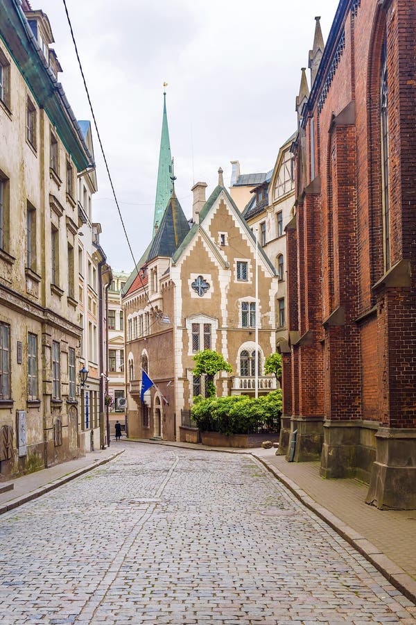 Old Streets of Riga. Latvia Stock Image - Image of blue, column: 169405627