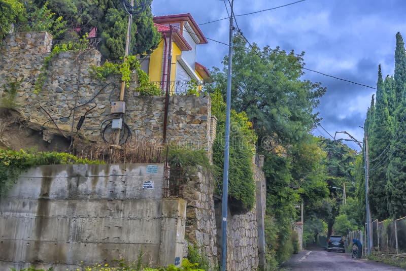 Streets of the Old Town of Alupka Editorial Stock Photo - Image of peak ...