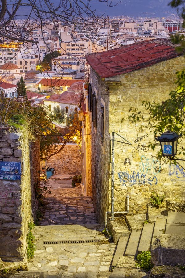 Plaka in Athens. editorial photography. Image of mediterranean - 105705667