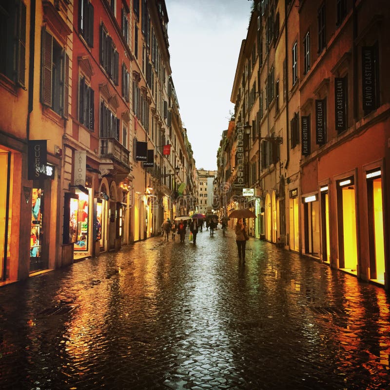 Streets of Rome after rain editorial stock photo. Image of heritage ...
