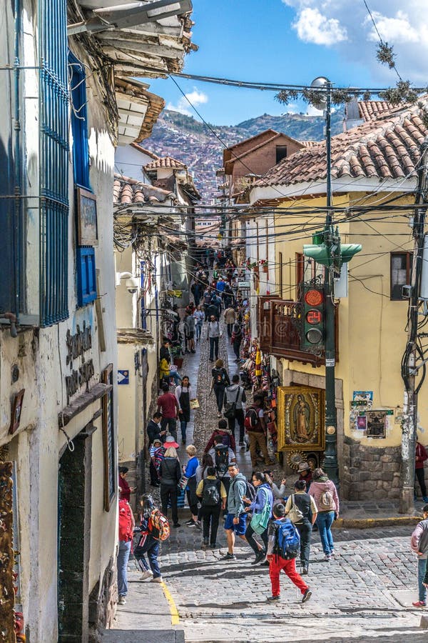Streets of Cusco in Peru editorial image. Image of street - 119827525