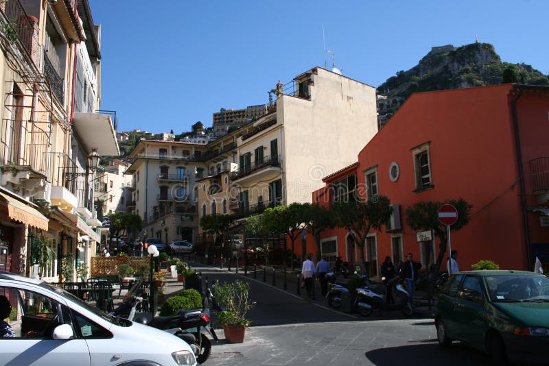 Streets of Taormina editorial stock image. Image of balkony - 20544654