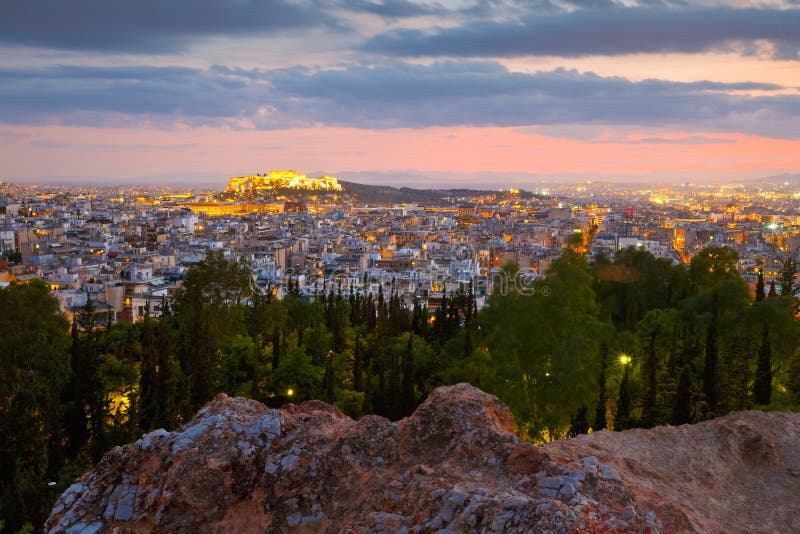 Strefi Hill, Athens. stock photo. Image of tourism, sunset - 60588556