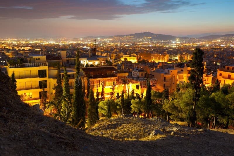 Strefi Hill, Athens. stock photo. Image of tourism, sunset - 60588556