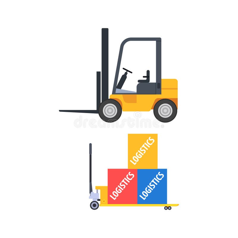 Loading Equipment with Packing Box Icon. Detailed Set of Logistic Icons ...