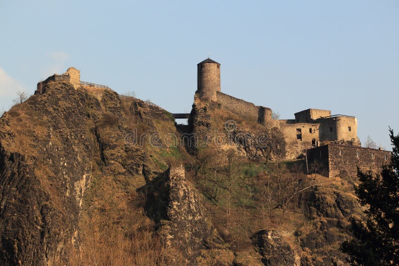 Strekov castle at sunrise stock photo. Image of labe - 34325836