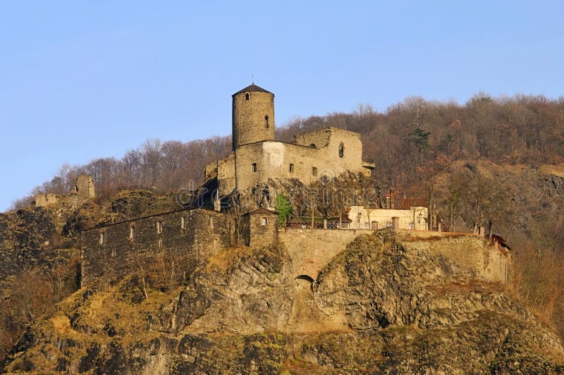 Strekov stock photo. Image of labem, hill, ruin, usti - 42623834