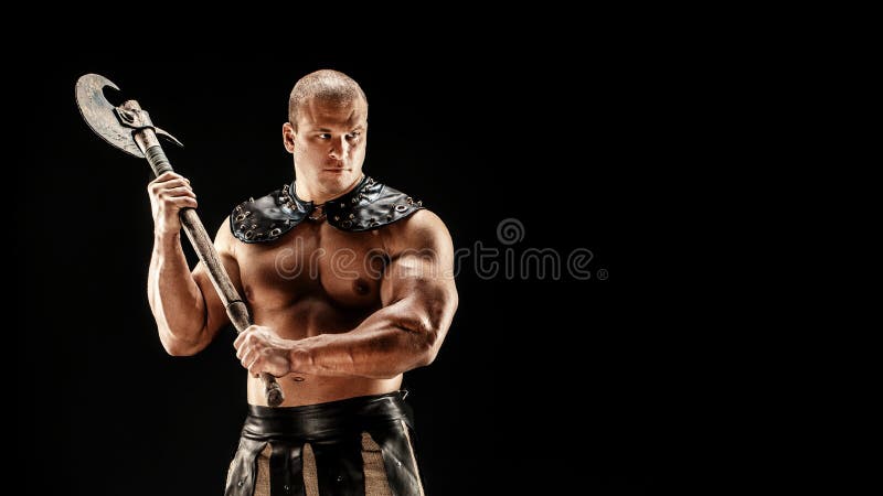 Ernstige Barbaars in Krijgskleding Stock Afbeelding - Image of gezichts ...