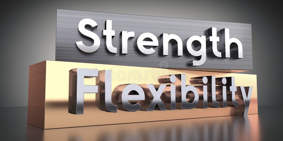 Strength, Flexibility - Words on Metal Blocks Stock Illustration ...