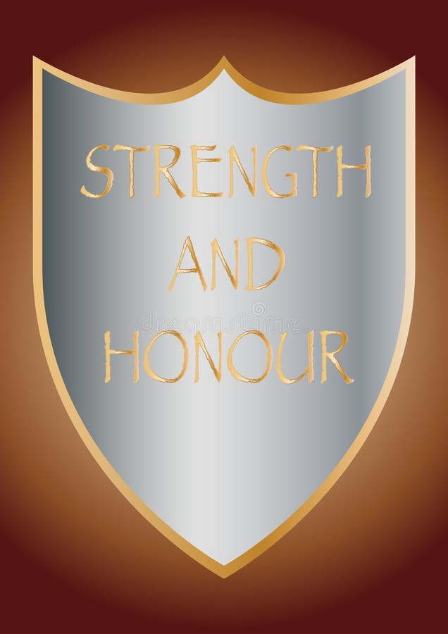 Strength and Honour Shield stock illustration. Illustration of silver ...