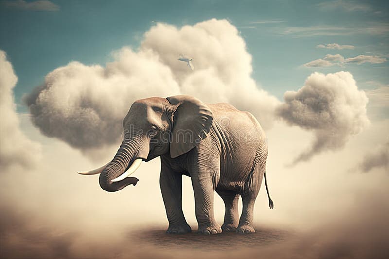 Strength Power Concept Animal Creative Surreal Sky Cloud Standing ...