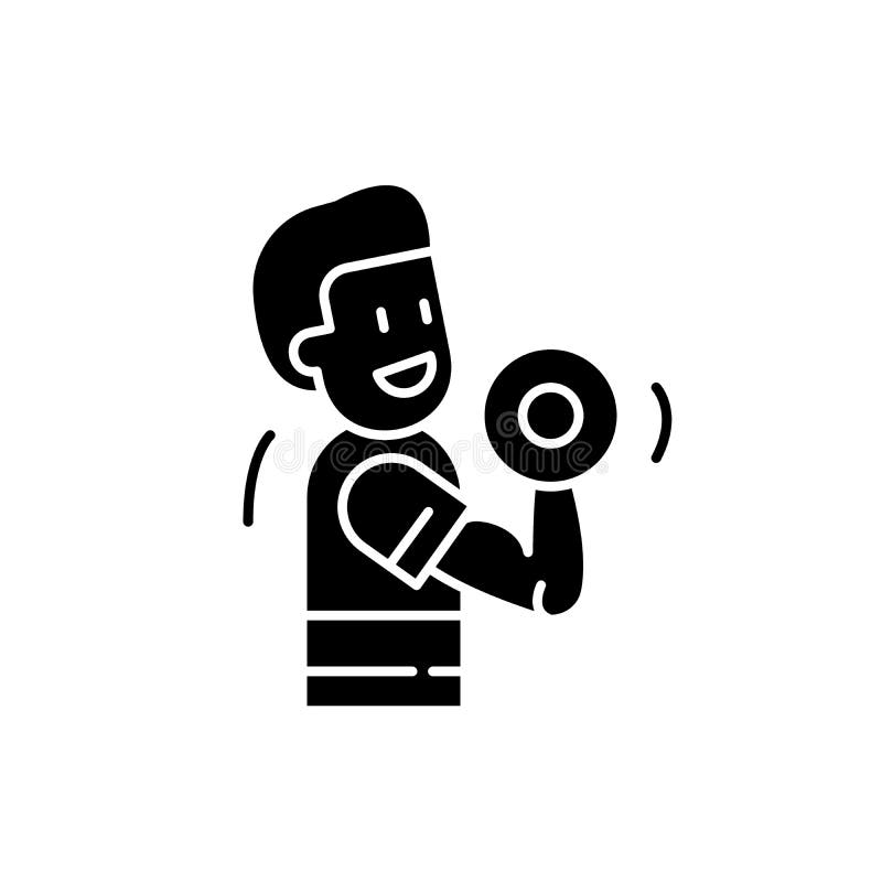 Strength Training Black Icon, Vector Sign on Isolated Background ...