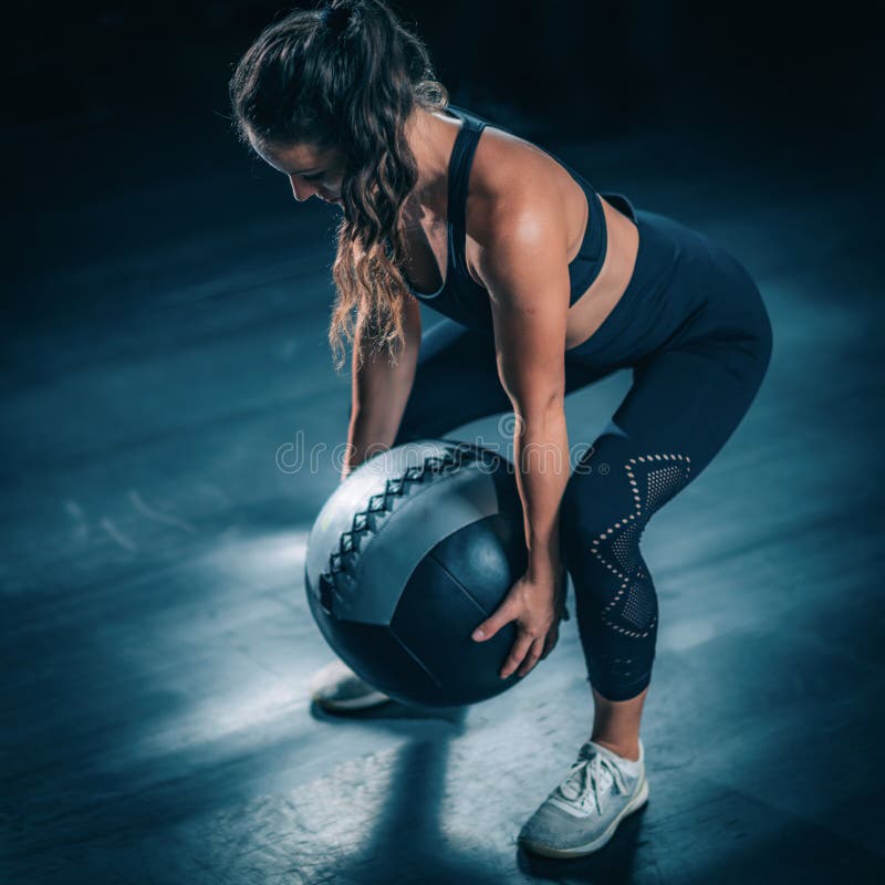 Strength Training with Wall Ball Stock Photo - Image of strength ...