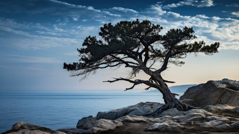 Strength tree pine stock illustration. Illustration of windswept ...