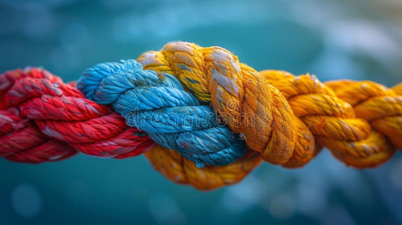 Strength in Unity: Multicolored Ropes Tied Together. Generative Ai ...