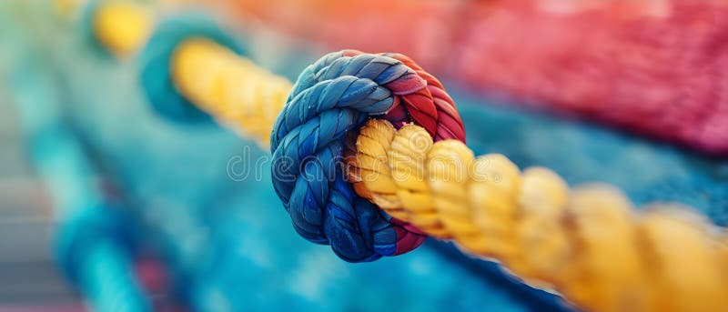 Strength and Unity Symbolized by a Diverse Team of Ropes Against a ...