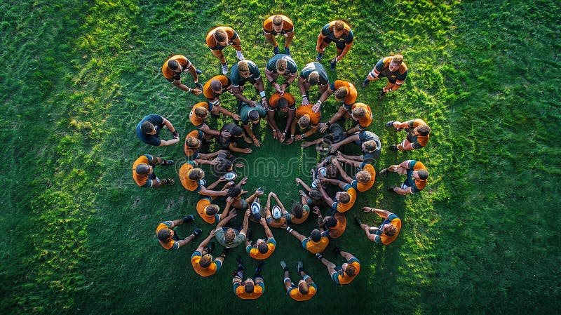 Strength in Unity Top Down View of a Rugby Scrum Stock Illustration ...