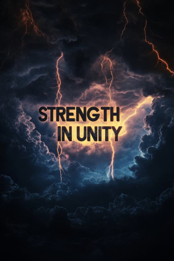 Strength in Unity Under Stormy Skies Stock Illustration - Illustration ...
