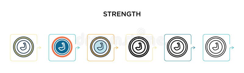 Strength Vector Icon in 6 Different Modern Styles. Black, Two Colored ...