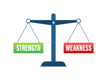 Strength Versus Weakness Scales Concept, Vector Illustration of ...
