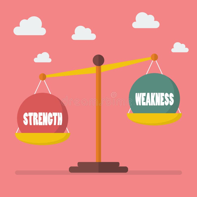Strength and Weakness Balance on the Scale Stock Vector - Illustration ... Strength and Weakness Balance on the Scale Stock Vector - Illustration ...