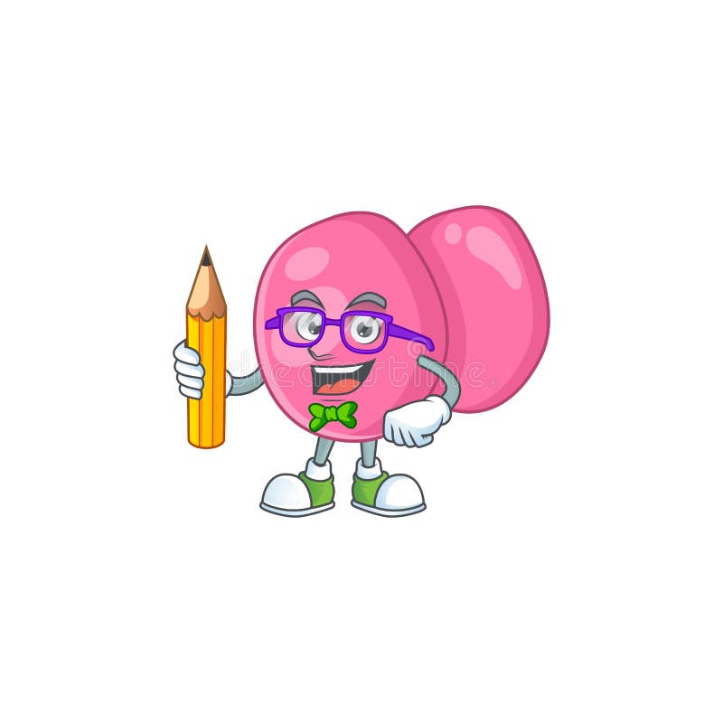 Streptococcus Pyogenes Student Cartoon Character Studying with Pencil ...