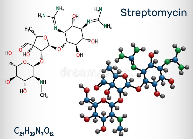Streptomycin, C21H39N7O12 Molecule. it is an Aminoglycoside Antibiotic ...