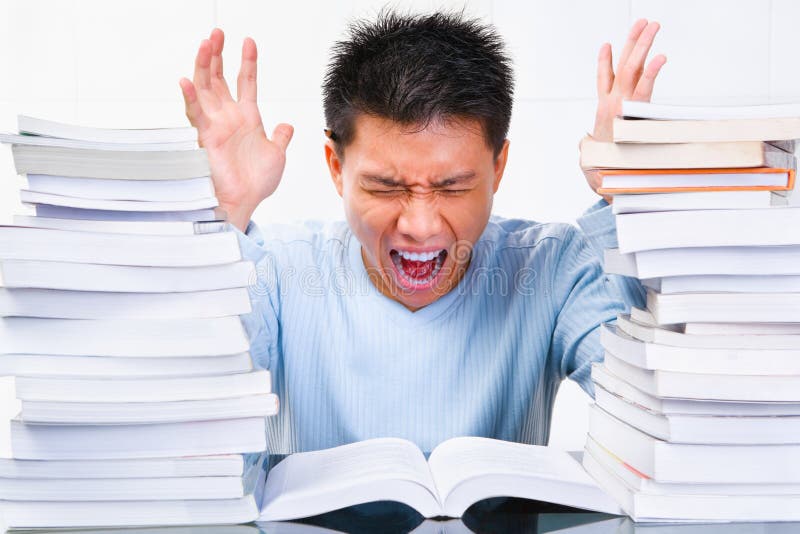 Stress Asian scholar stock image. Image of education, young - 8725325