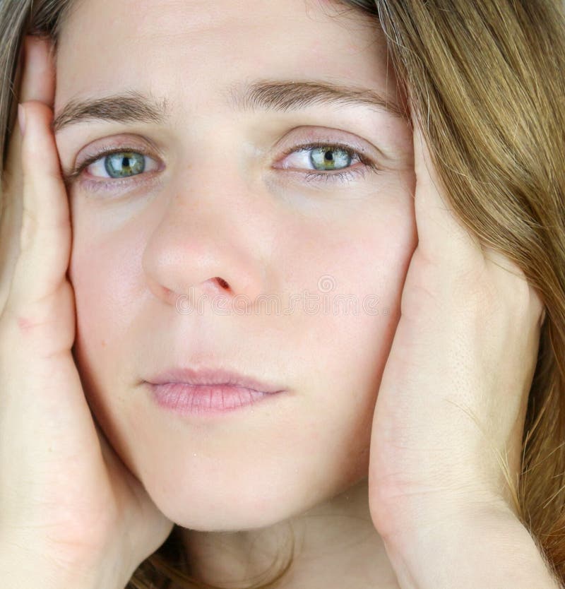Sad Anxious Emotion Facial Expression Stock Image - Image of mixed ...