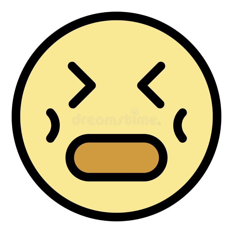 Stress Emoji Icon Color Outline Vector Stock Vector - Illustration of ...
