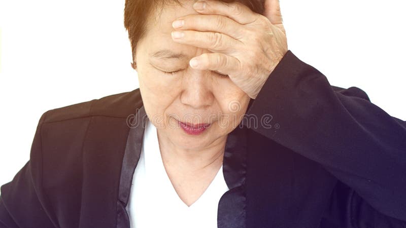 Stress Facial Expression Asian Senior Businesswoman Dealing with ...
