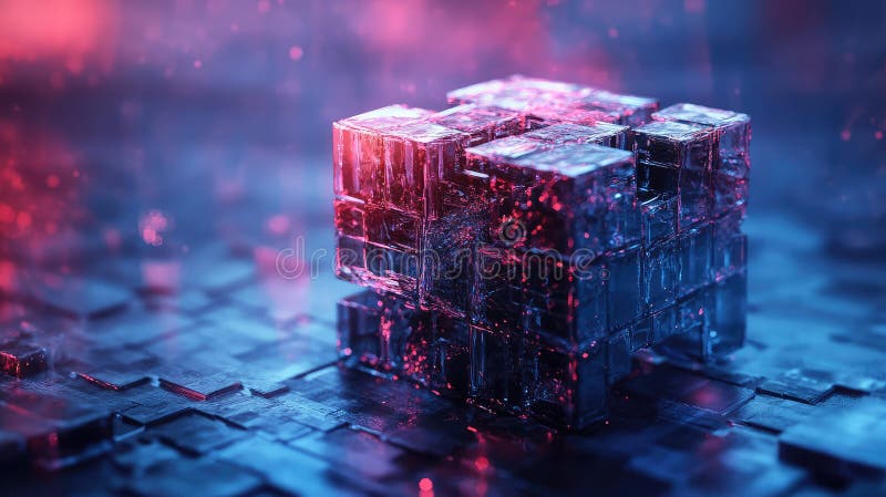 Stress fracturing 3D cube stock illustration. Illustration of modeling ...