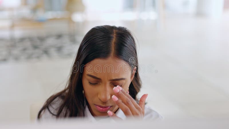 Stress Headache Burnout And Overtime Black Man Exhausted And