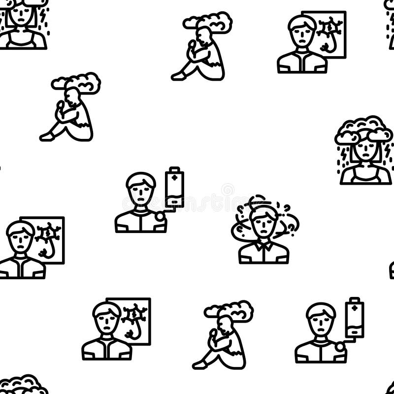 Stress Headache Depression Vector Seamless Pattern Stock Illustration ...