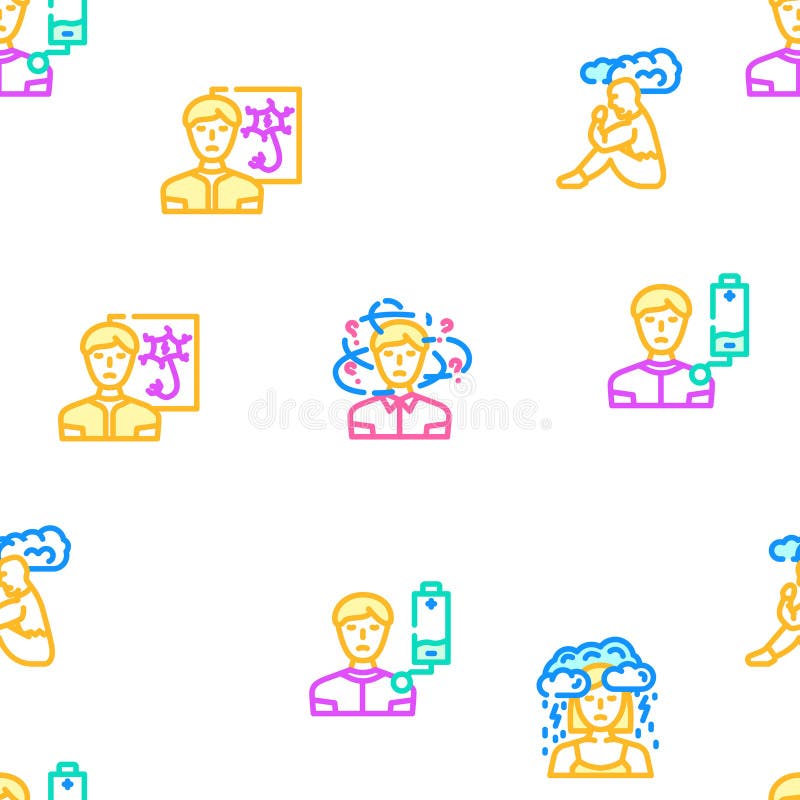 Stress Headache Depression Vector Seamless Pattern Stock Vector ...