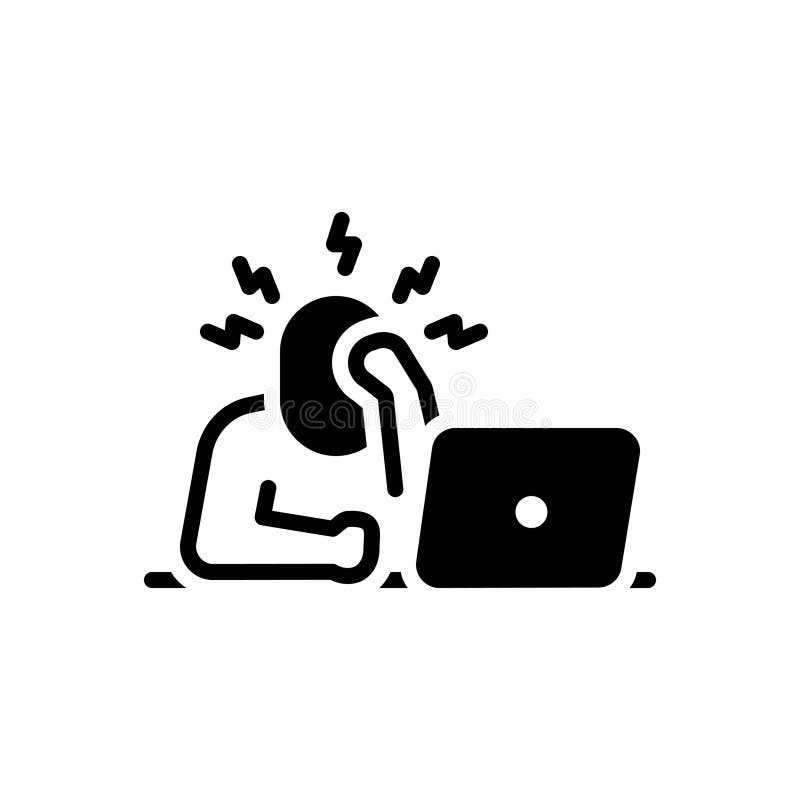 Black Solid Icon for Stress, Headache and Work Stock Vector ...