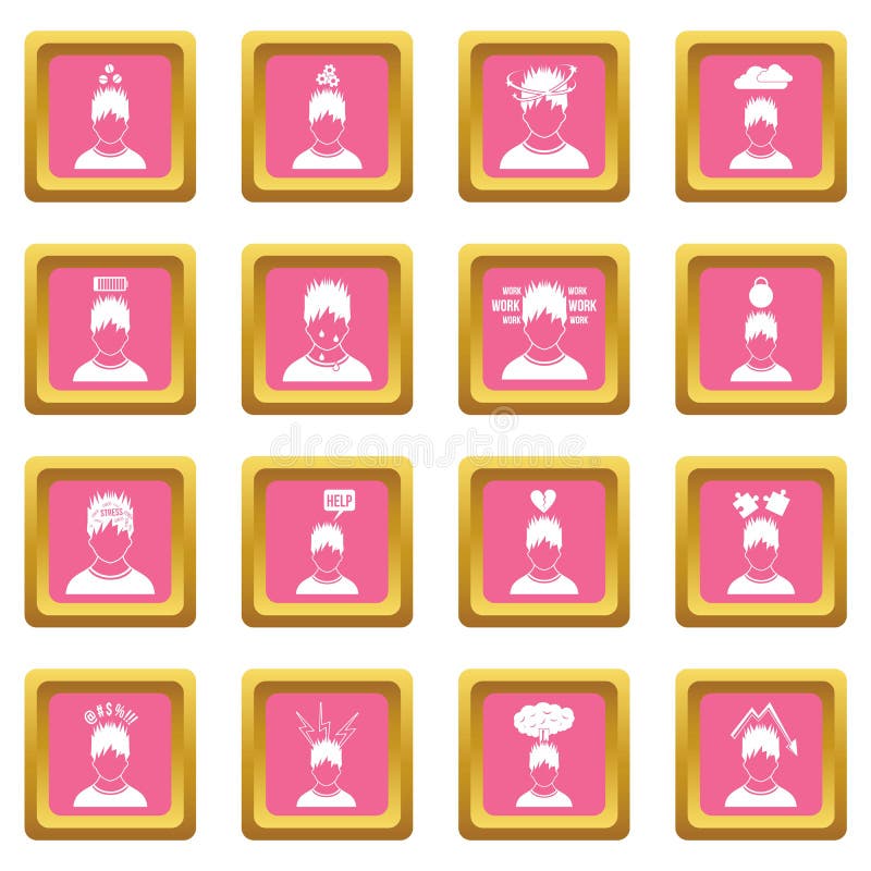 Stress icons pink stock vector. Illustration of human - 98480157