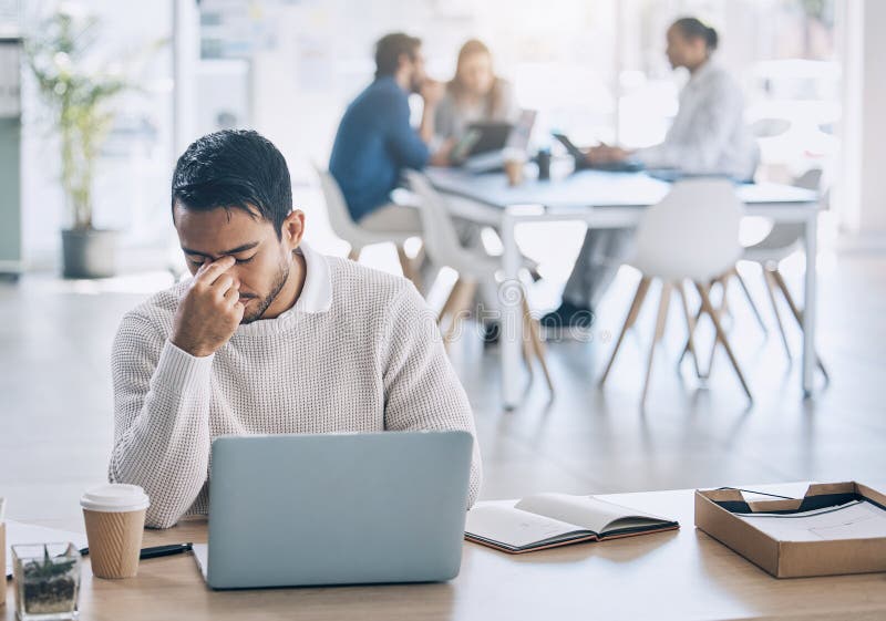 Stress, Laptop and Burnout with a Business Man at Work on His Laptop ... Stress, Laptop and Burnout with a Business Man at Work on His Laptop ...