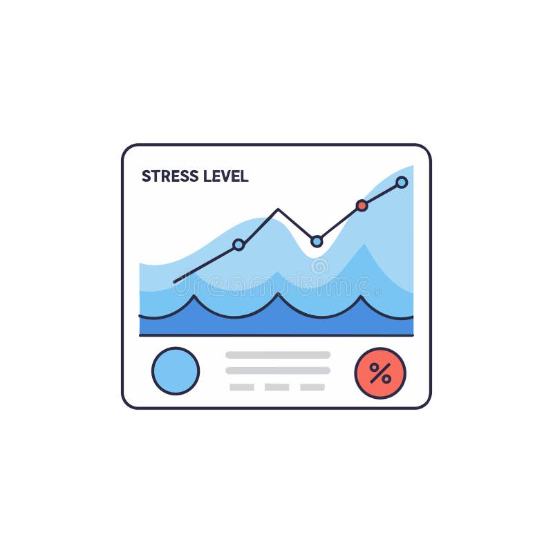 Stress Level Chart with Blue Waves and Percentage Indicator Vector ...