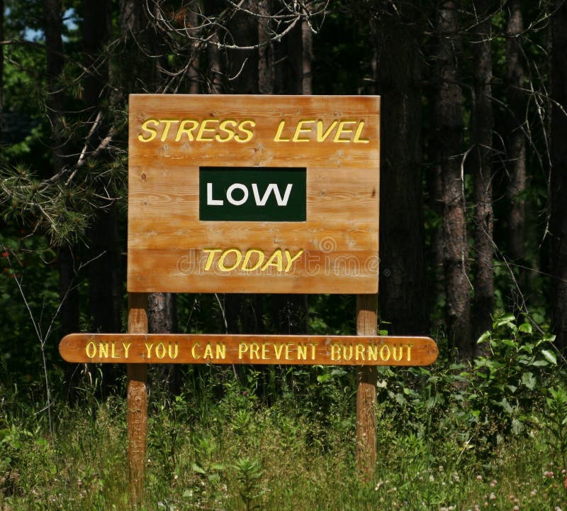 Stress Level low sign stock image. Image of bark, wood - 17351071