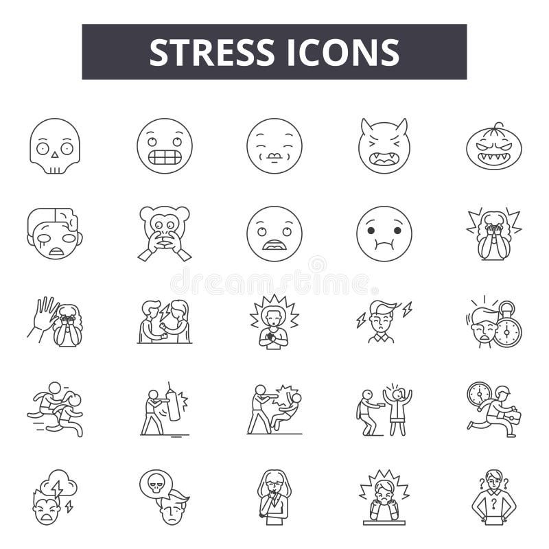 Stress Line Icons, Signs, Vector Set, Outline Illustration Concept ...