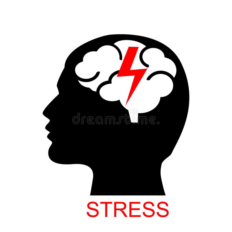 Stress Man Head Icon with Brain Concept Stock Vector - Illustration of ...