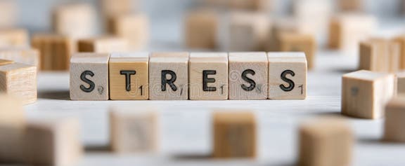 The Stress Message Highlighted with Wooden Letter Blocks on a Soft ...