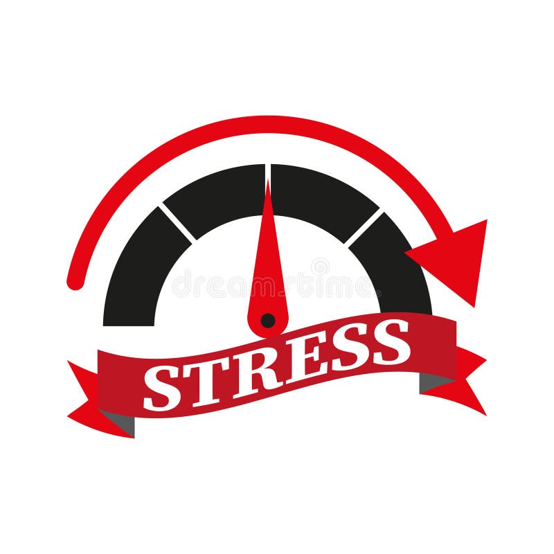 Stress Meter Icon. Red Arrow and Gauge. Stress Level Indicator. Bold ...