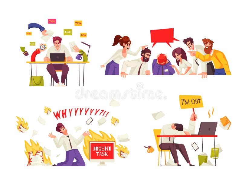Stress Office Compositions stock vector. Illustration of team - 272659180