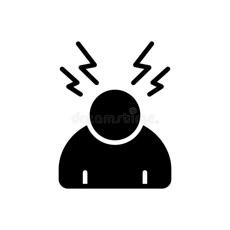 Black Solid Icon for Stress, Depression and Worried Stock Illustration ...