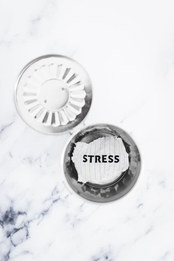 Stress Text on Torn Page Thrown Inside Trash Bin, Mental Health Concept ...