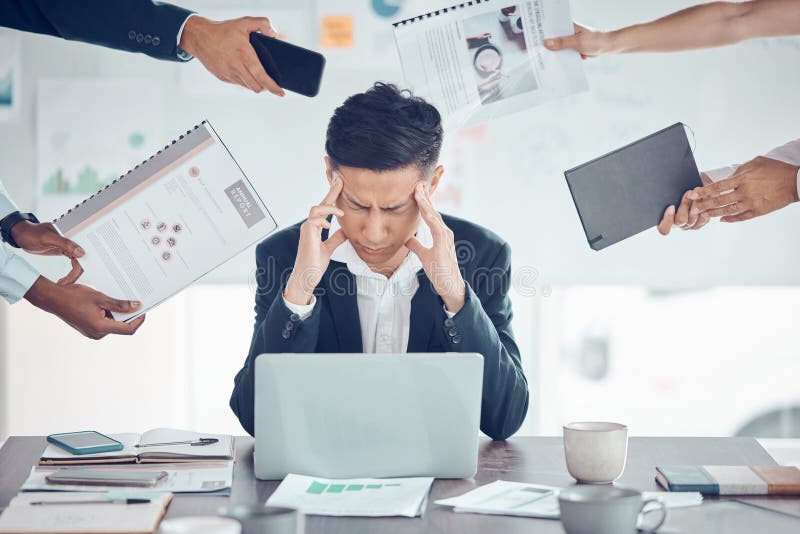 Stress, Tired and Business Man with Burnout, Headache and Frustrated ... Stress, Tired and Business Man with Burnout, Headache and Frustrated ...