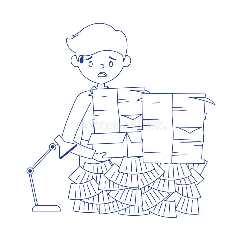 Stress at Work, Businessman Carrying Stacked Papers Document Working ...