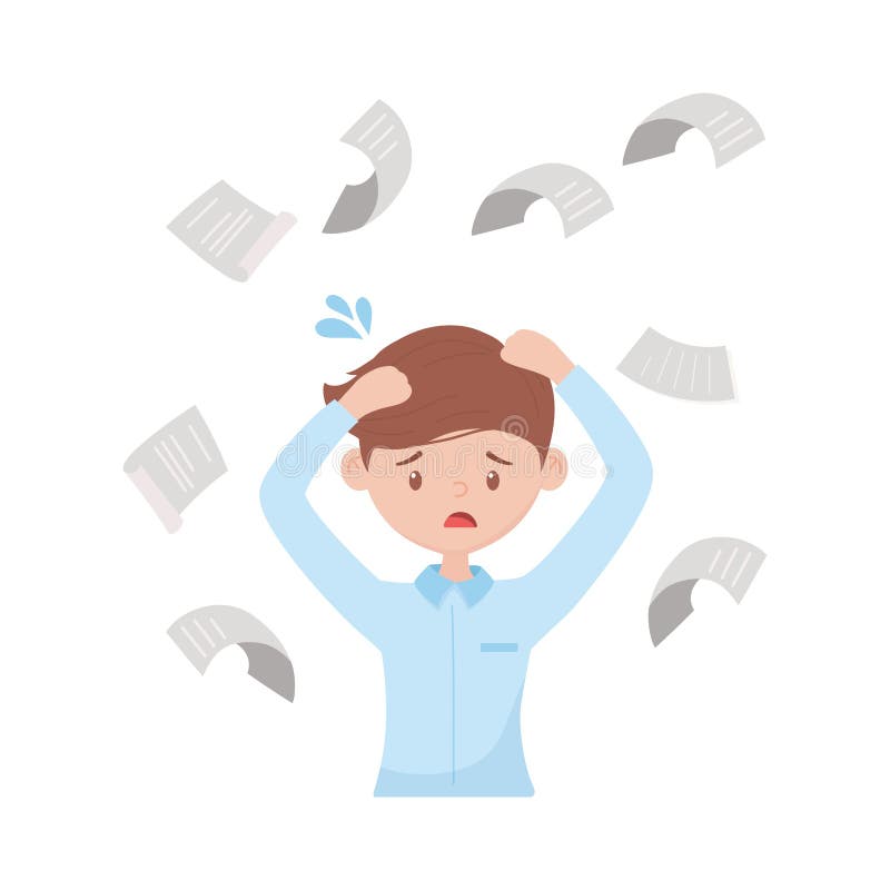 Stress at Work, Exasperated Worker Falling Papers and Documents Stock ...